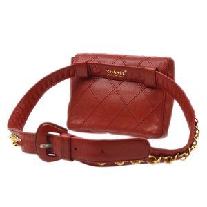 CHANEL | Bags | Chanel 98s Red Lambskin Cosmoline Belt Bag 75 Ak31381c ...
